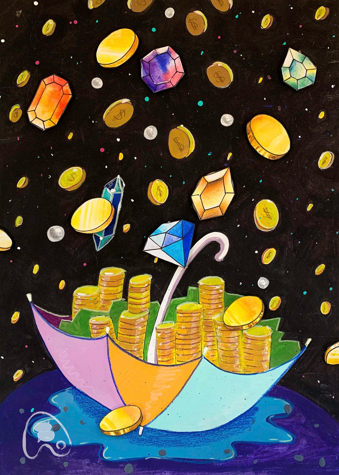 Raining Gems | DIGITAL DOWNLOAD, Gems, Umbrella, Raining, Starry Sky ...