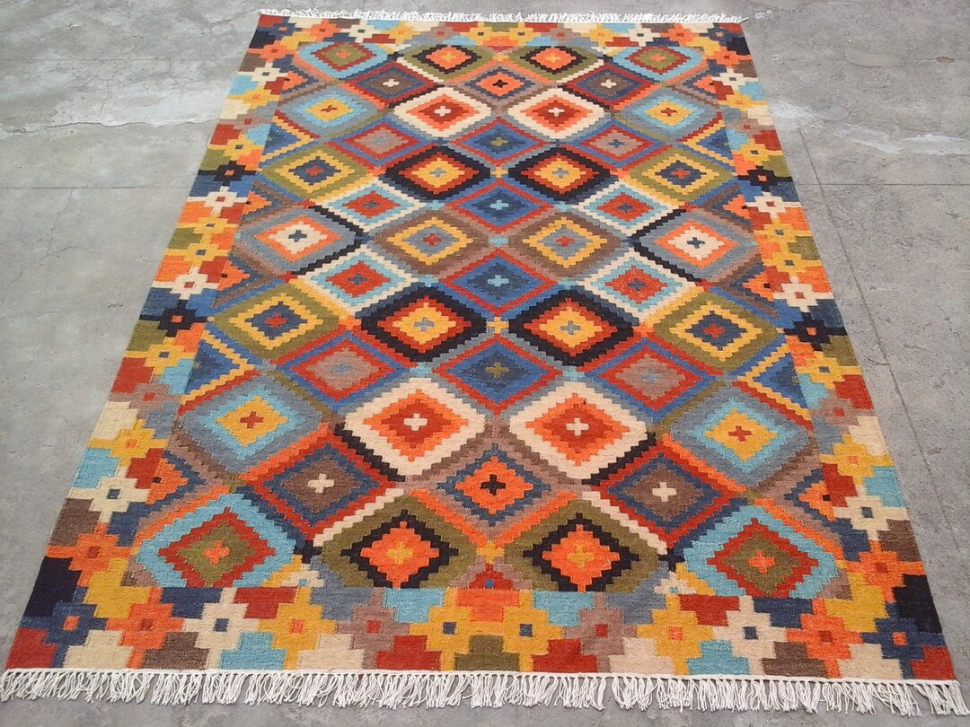 Geometric Kilim Decorative Home Decor Rug Indian Dhurrie Southwestern ...