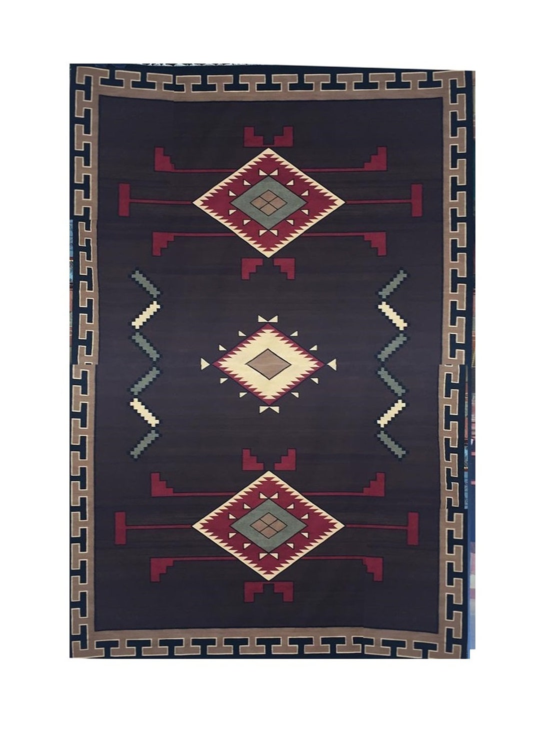 Southwestern Rug Brown Navajo Rug Kilim Hand Woven Native American ...