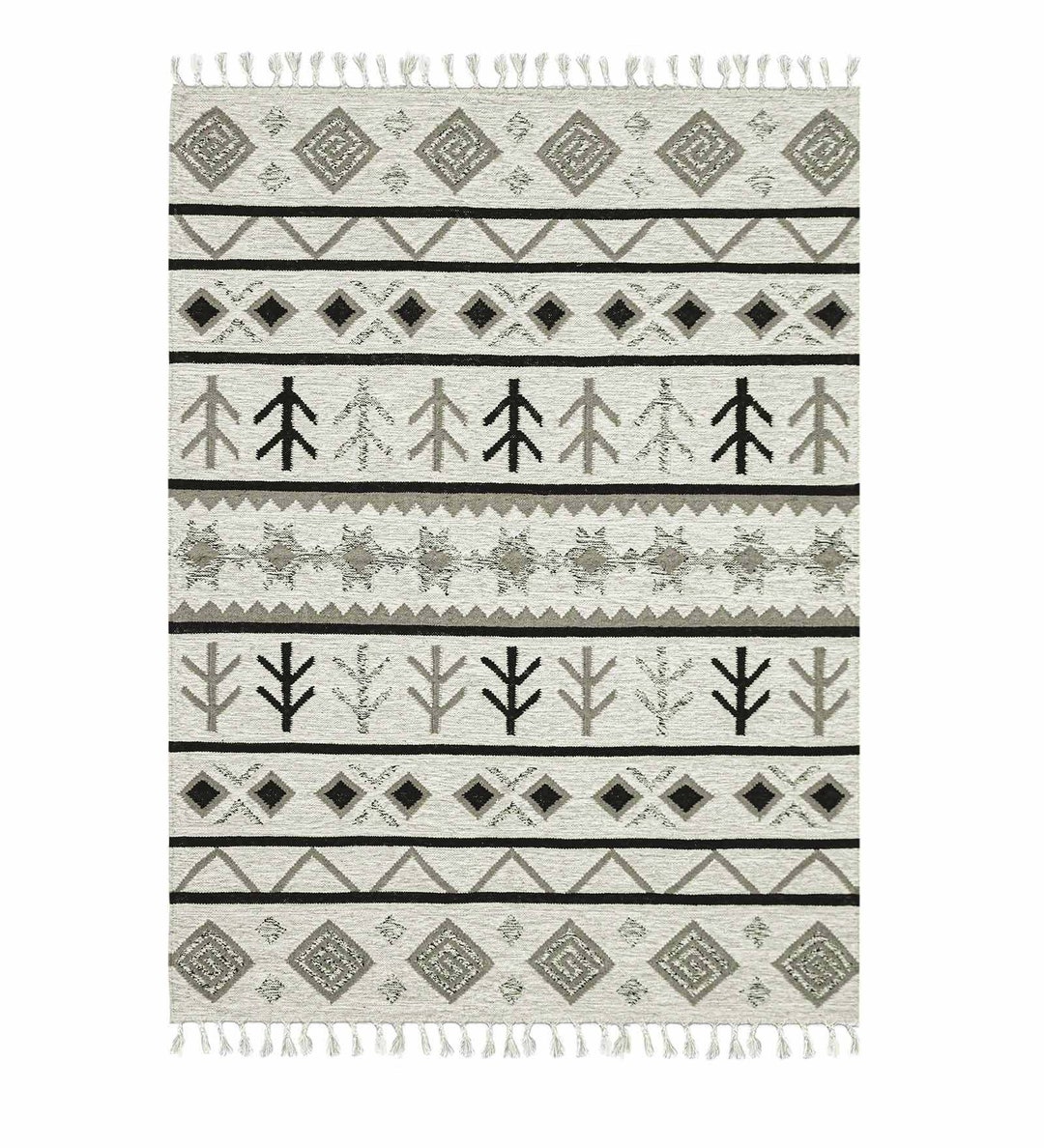 Southwestern Navajo Wool Rug Geometric Aztec Large Ivory Grey Rug 9x12 ...