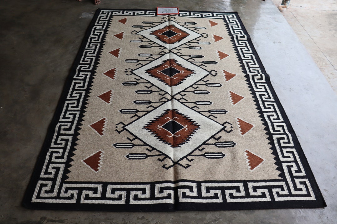 Southwestern Navajo Kilim Hand Woven Native American Geometrical ...