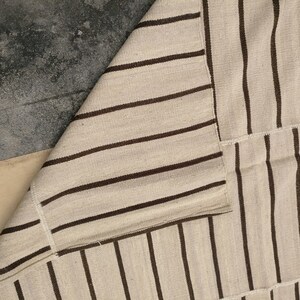 Beige Brown Striped Kilim Dhurrie Rug 9'x12' 270x360 Cm New Handmade ...