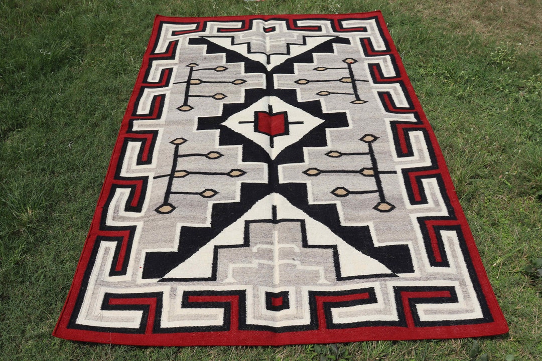 Navajo Rug Southwestern Native American Tribal Style Rug 100% Wool Hand ...