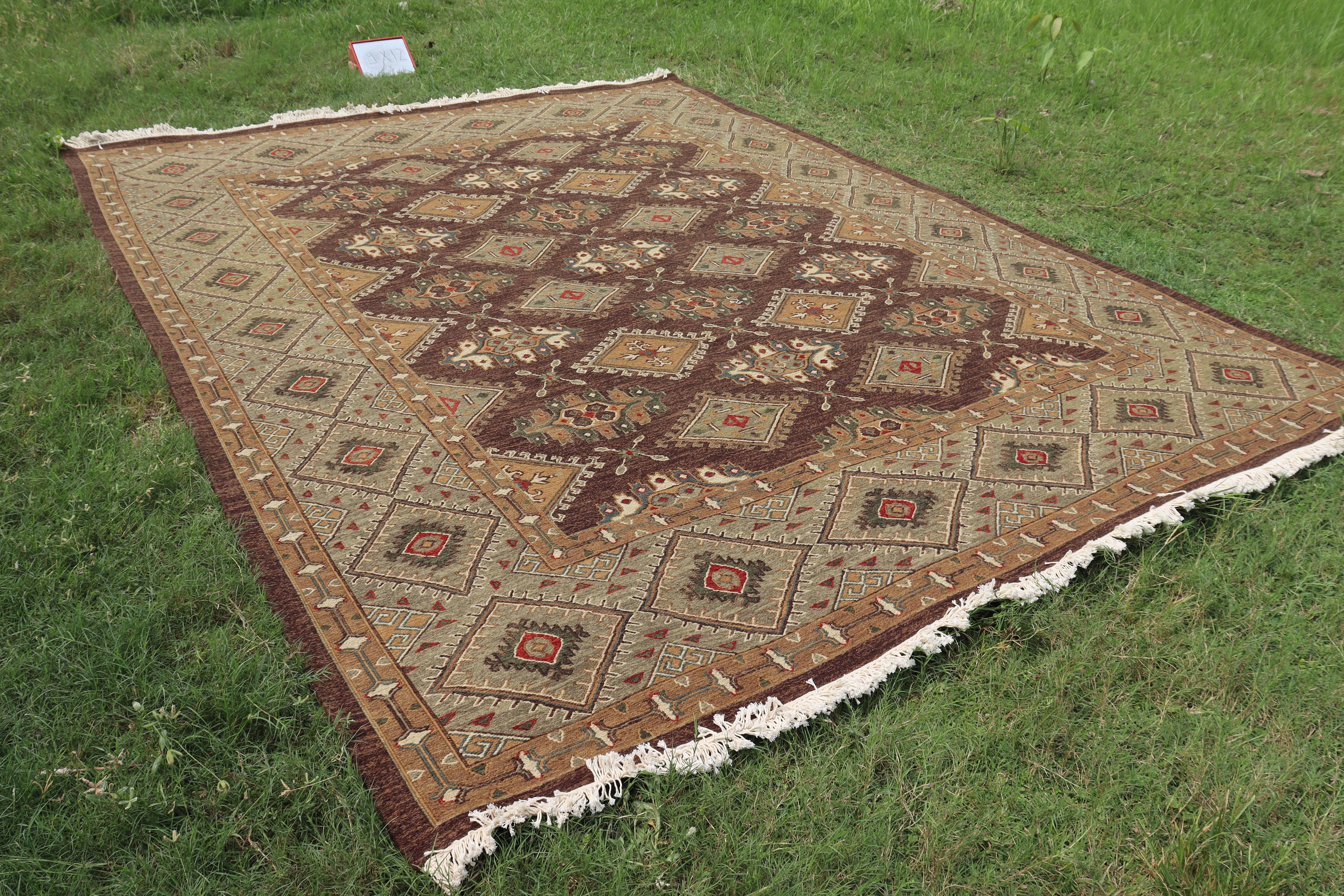 Brown Turkish Kilim Oriental Area Rug Carpet VINTAGE Wool Rug | Etsy