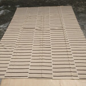 Beige Brown Striped Kilim Dhurrie Rug 9'x12' 270x360 Cm New Handmade ...