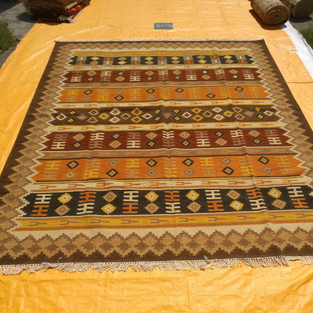 Geometric Turkish Rug Southwestern Hand Woven Rug Kilim Dhurry - Etsy