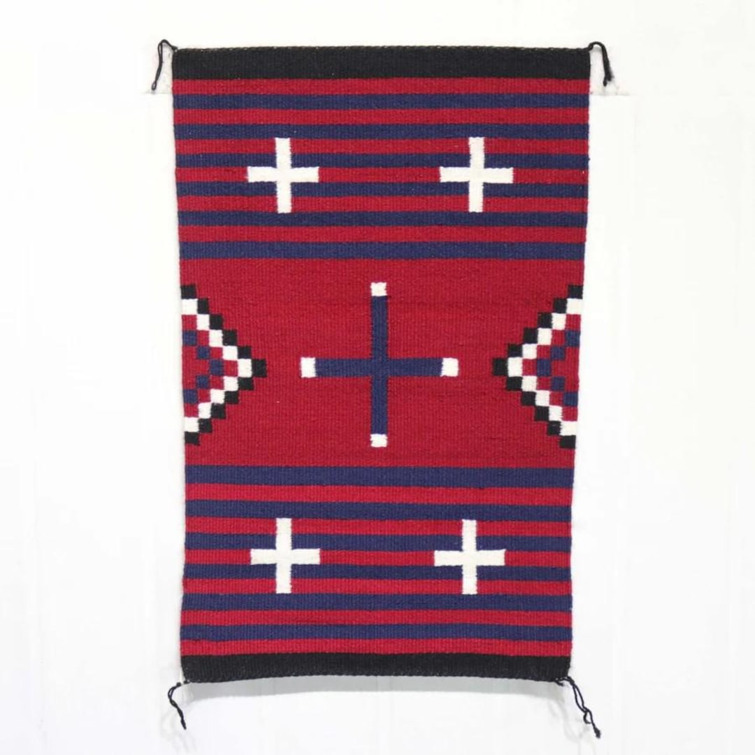 Red Navajo Artwork Rug Handwoven Native American Pattern Wool Area Rug ...