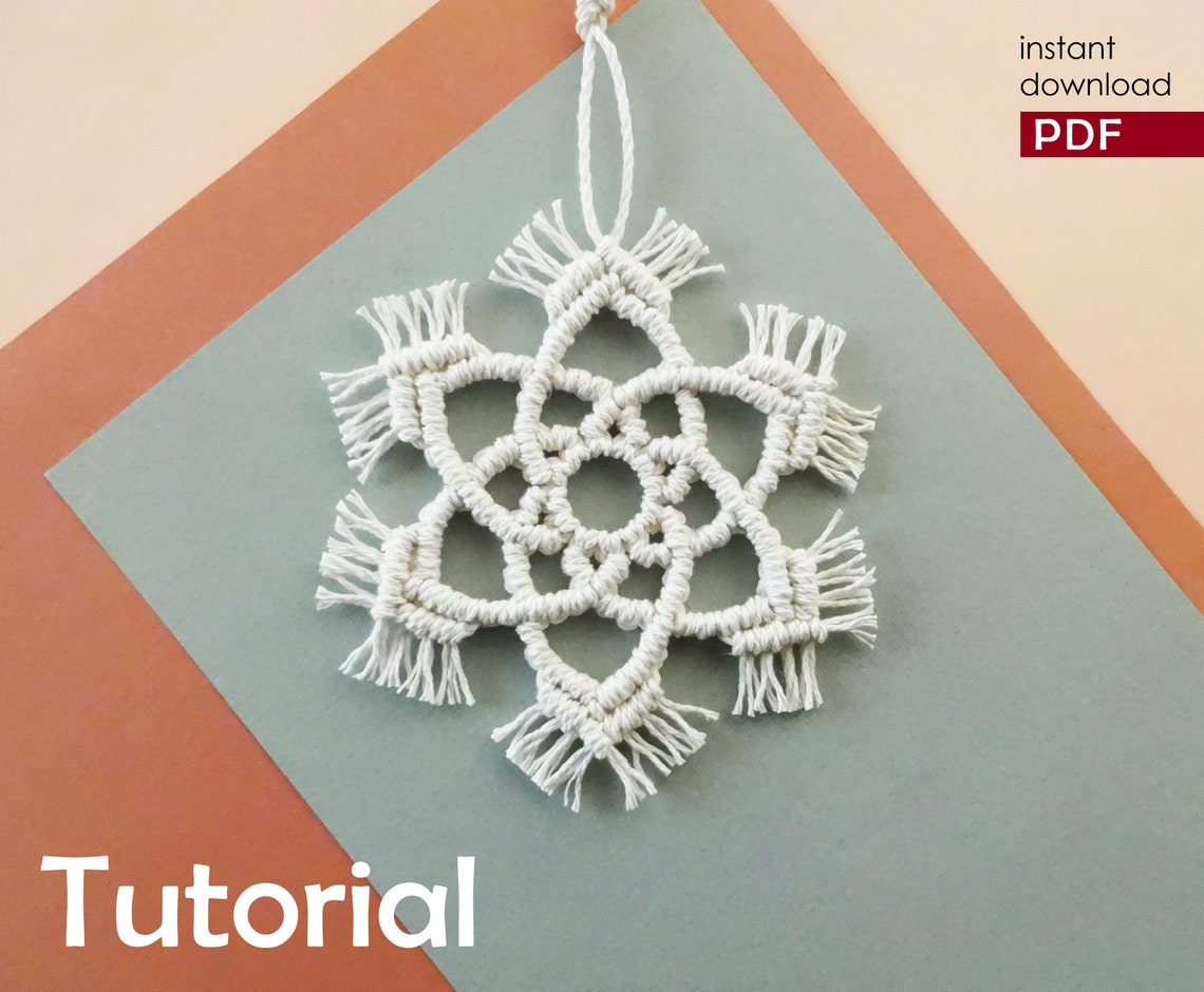 Macrame Tutorial, Macrame Snowflake Pattern, Photo Pattern, DIY Macrame ...
