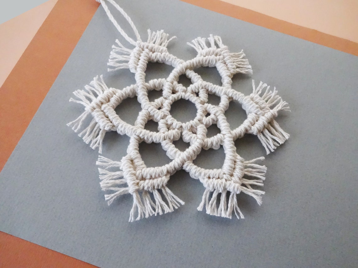 Macrame Tutorial, Macrame Snowflake Pattern, Photo Pattern, DIY Macrame ...