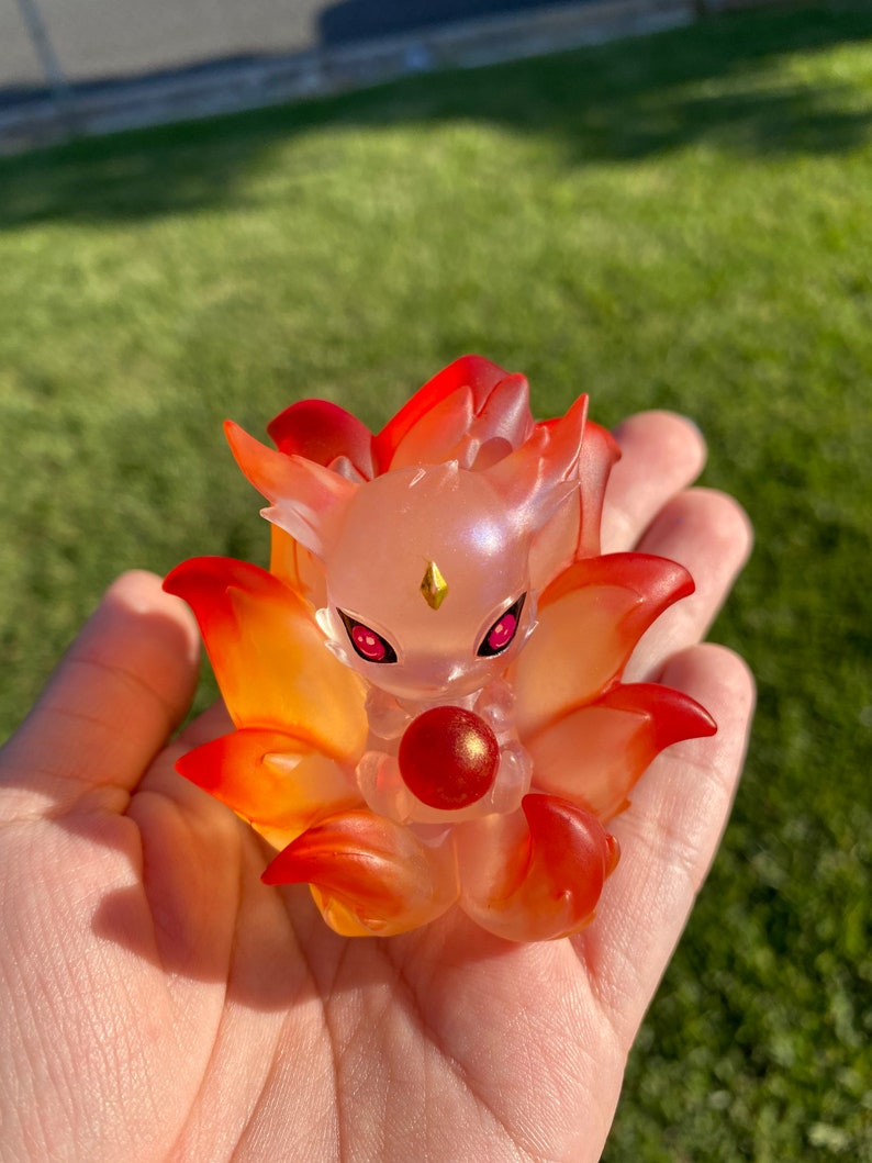 New Fire Nine tailed fox Kitsune Fox figurine Gumiho Handmade | Etsy