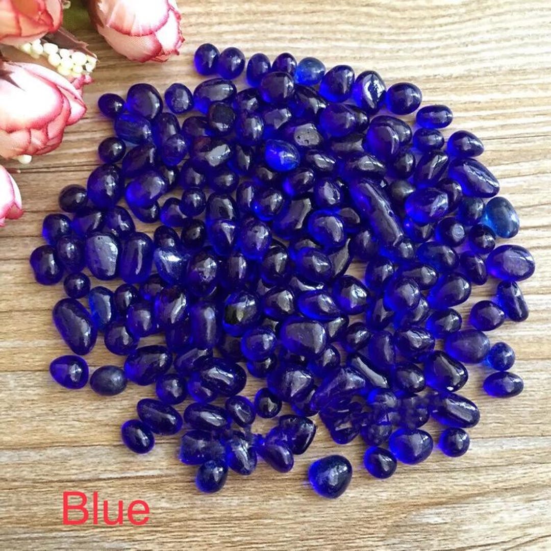 100g Blue Glass Chips Tumbled Glass Rock for Jewelry Making Gem Glass ...