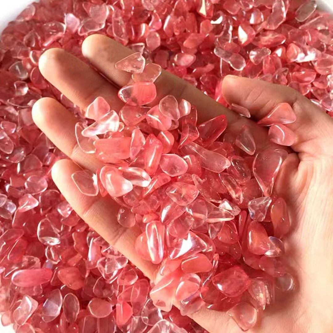 100g 9-12mm Crystal Chips Red Smelting Quartz Chips Powder Crystal ...