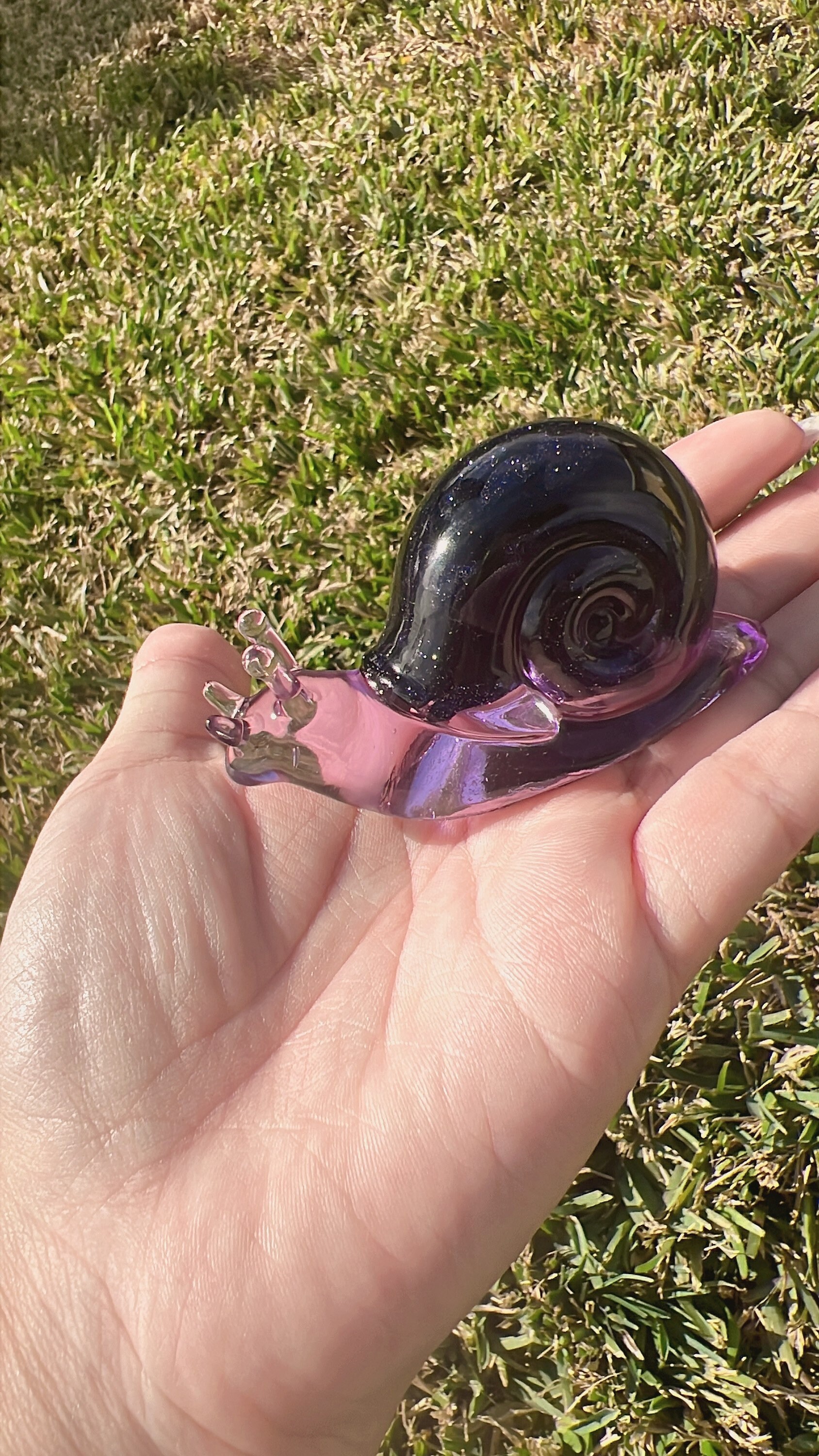 Purple Shiny Stone Snail Handmade Resin Sculpture Snail Cute - Etsy