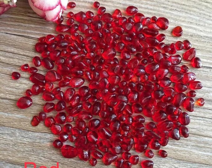 100g Red Glass Chips Tumbled Glass Rock for Jewelry Making Gem Glass ...