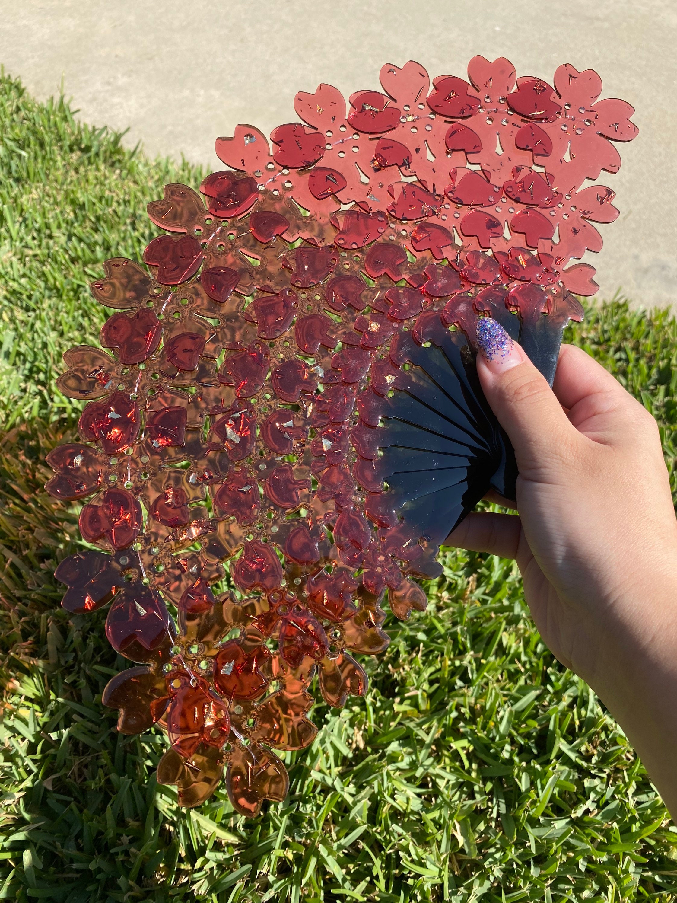 Hand Fan Red Black Sakura Fan for Wedding Part Cosplay Fan - Etsy