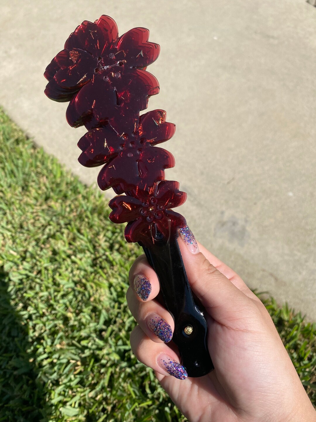 Hand Fan Red Black Sakura Fan for Wedding Part Cosplay Fan - Etsy