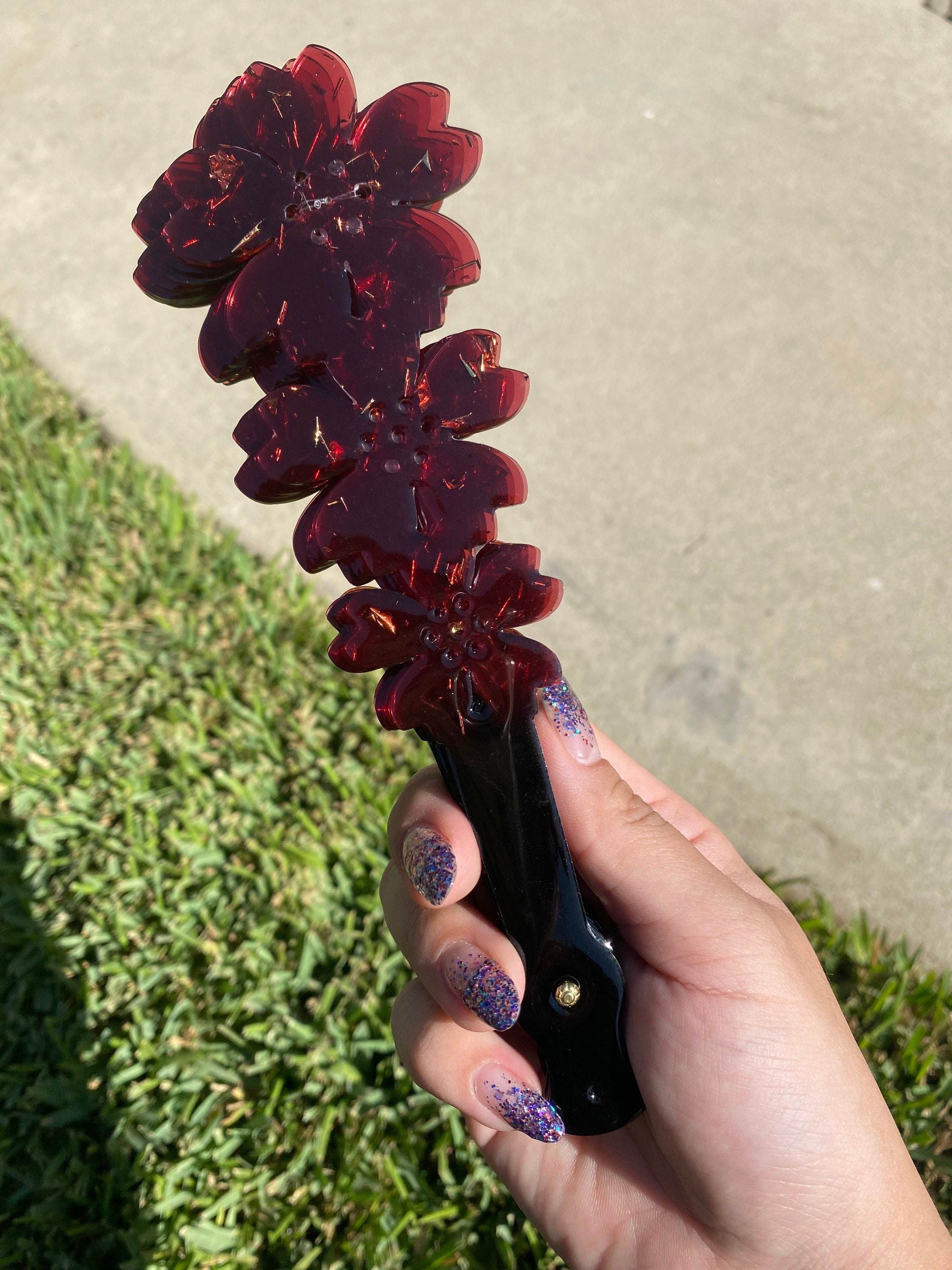 Hand Fan Red Black Sakura Fan for Wedding Part Cosplay Fan - Etsy