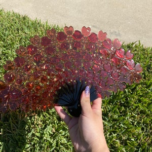 Hand Fan Red Black Sakura Fan for Wedding Part Cosplay Fan - Etsy