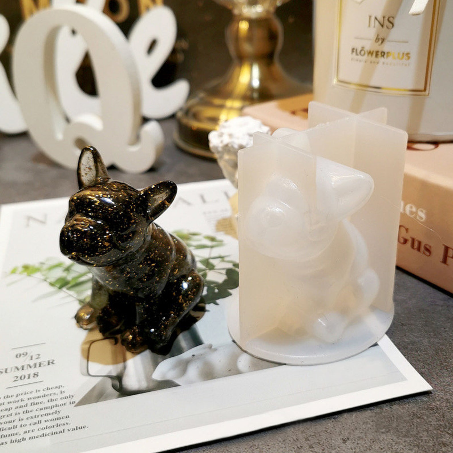 3D Resin Bulldog Silicone Molds DIY Mould Epoxy Resin Pendant Charms ...