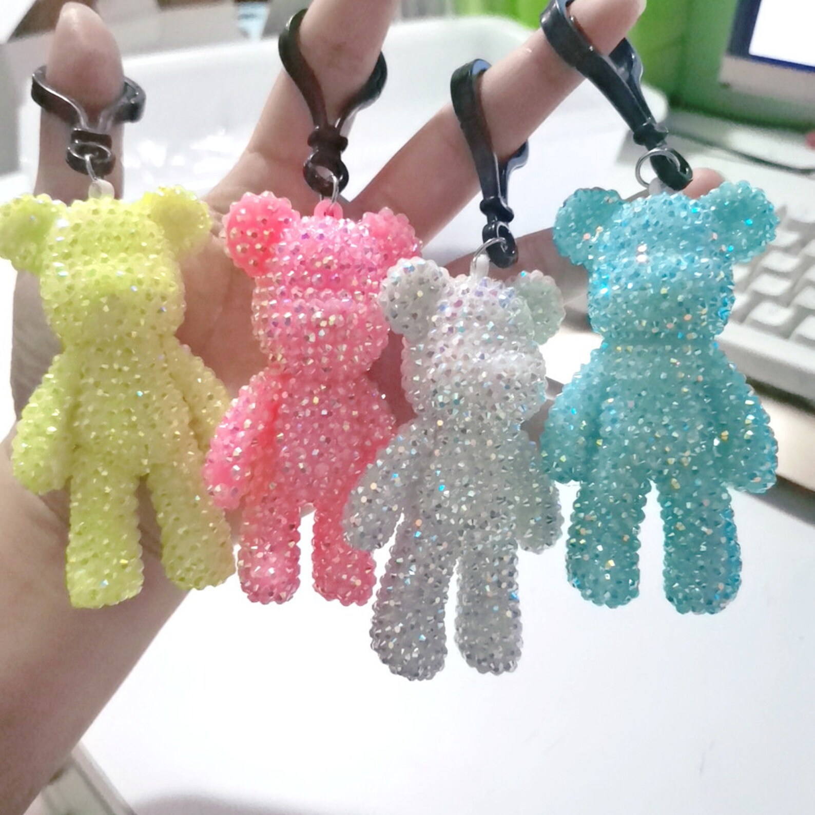 DIY Diamond Painting Rhinestone Bear Making Kit Keychain - Etsy