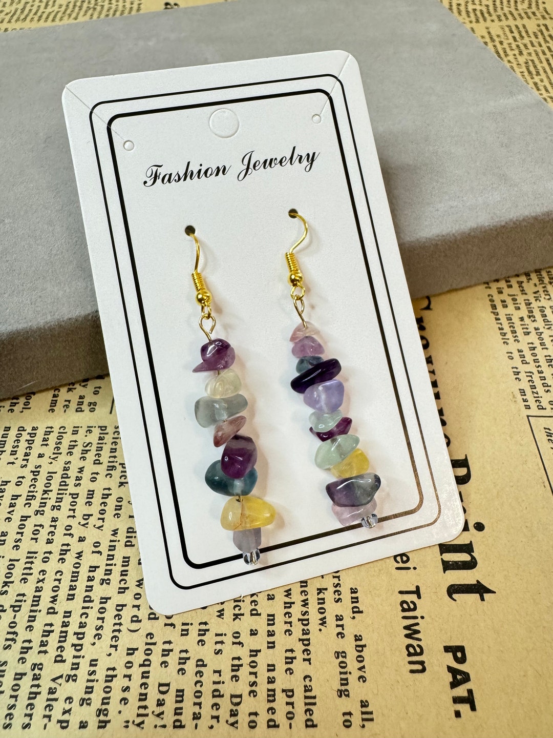 Healing Crystal Dangle Earrings,gemstones Earring,fluorite Earrings ...