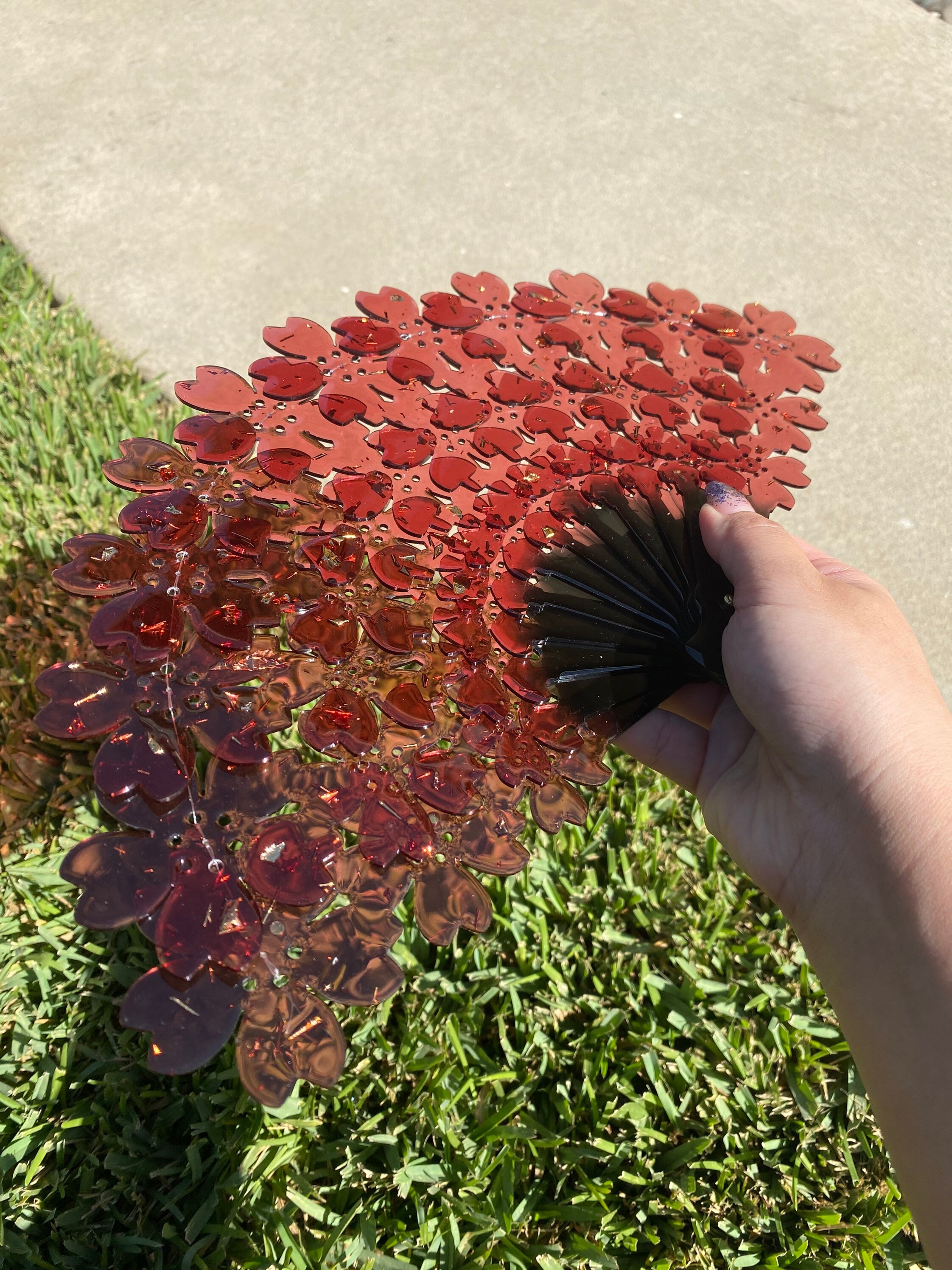 Hand Fan Red Black Sakura Fan for Wedding Part Cosplay Fan - Etsy