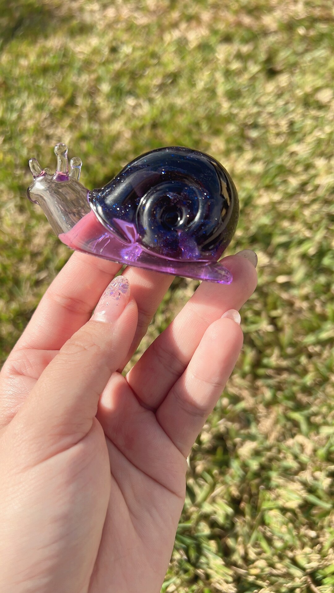 Purple Shiny Stone Snail Handmade Resin Sculpture, Snail Cute Cool ...