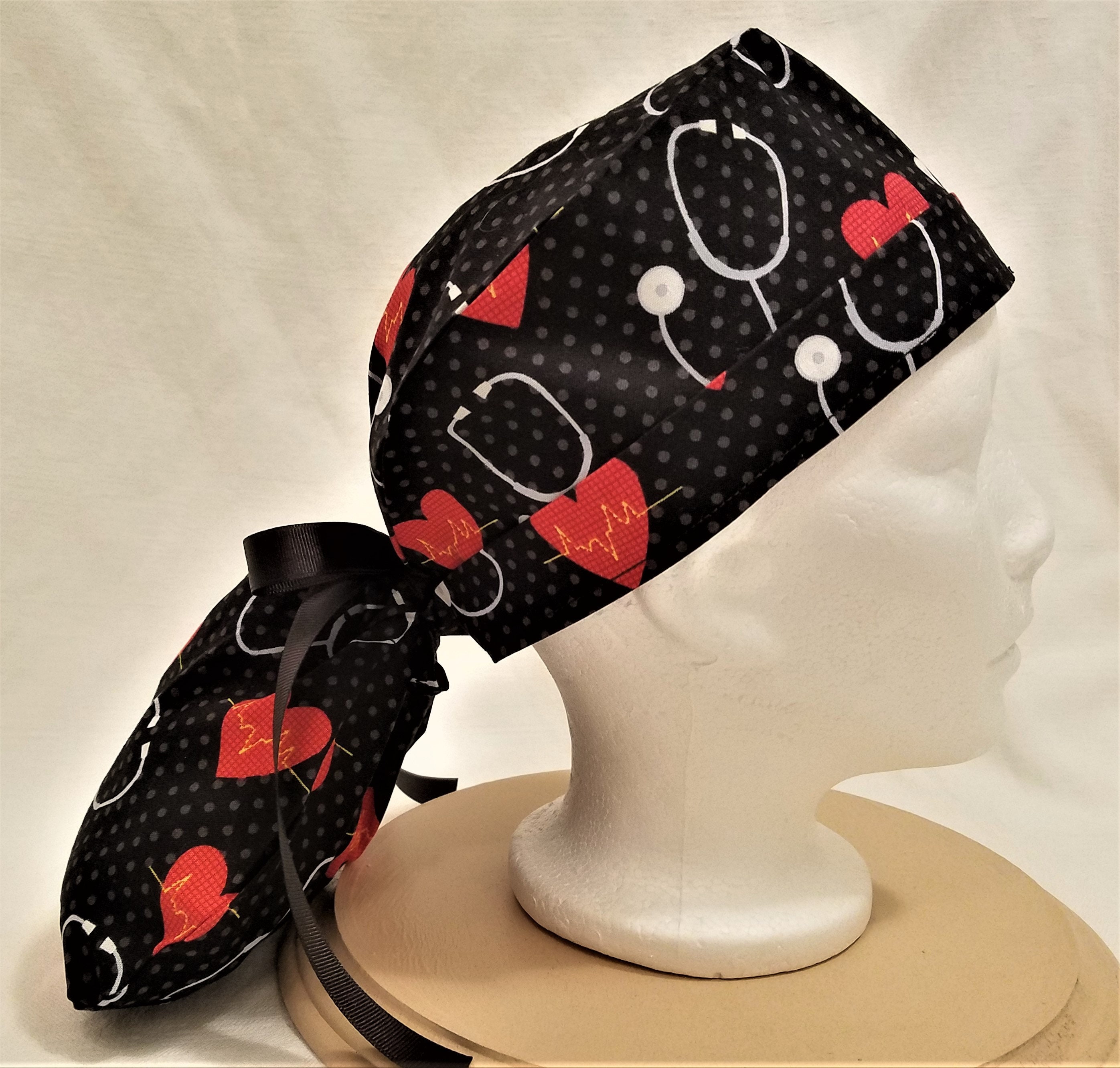Cardiac Ekg Scrub Cap With Regular Sized Or Extra Large Pouch Etsy