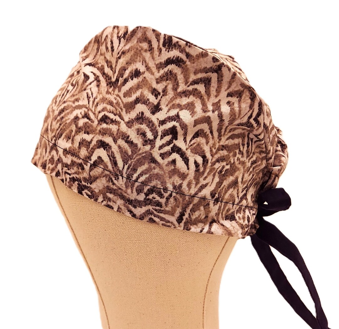 Leopard/tiger Stripes Scrub Cap - Wear With Rim Folded up or Unfolded ...