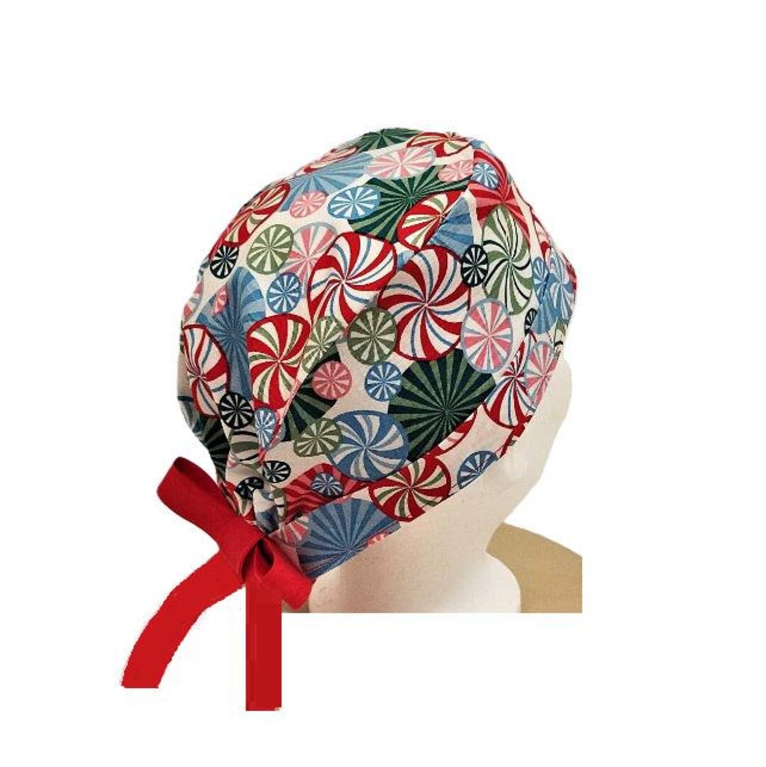 Peppermint Candy Scrub Cap Wear With Rim Folded up or Unfolded ...
