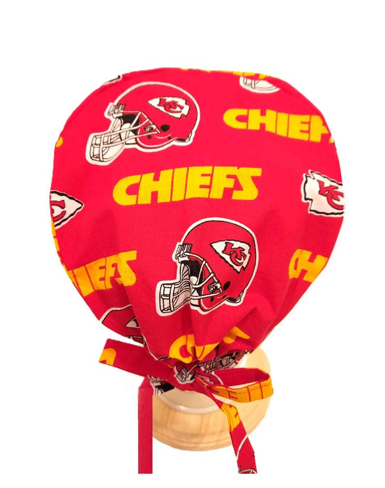 KC Chiefs Scrub Cap - Wear With Rim Folded up or Unfolded + Adjustable ...