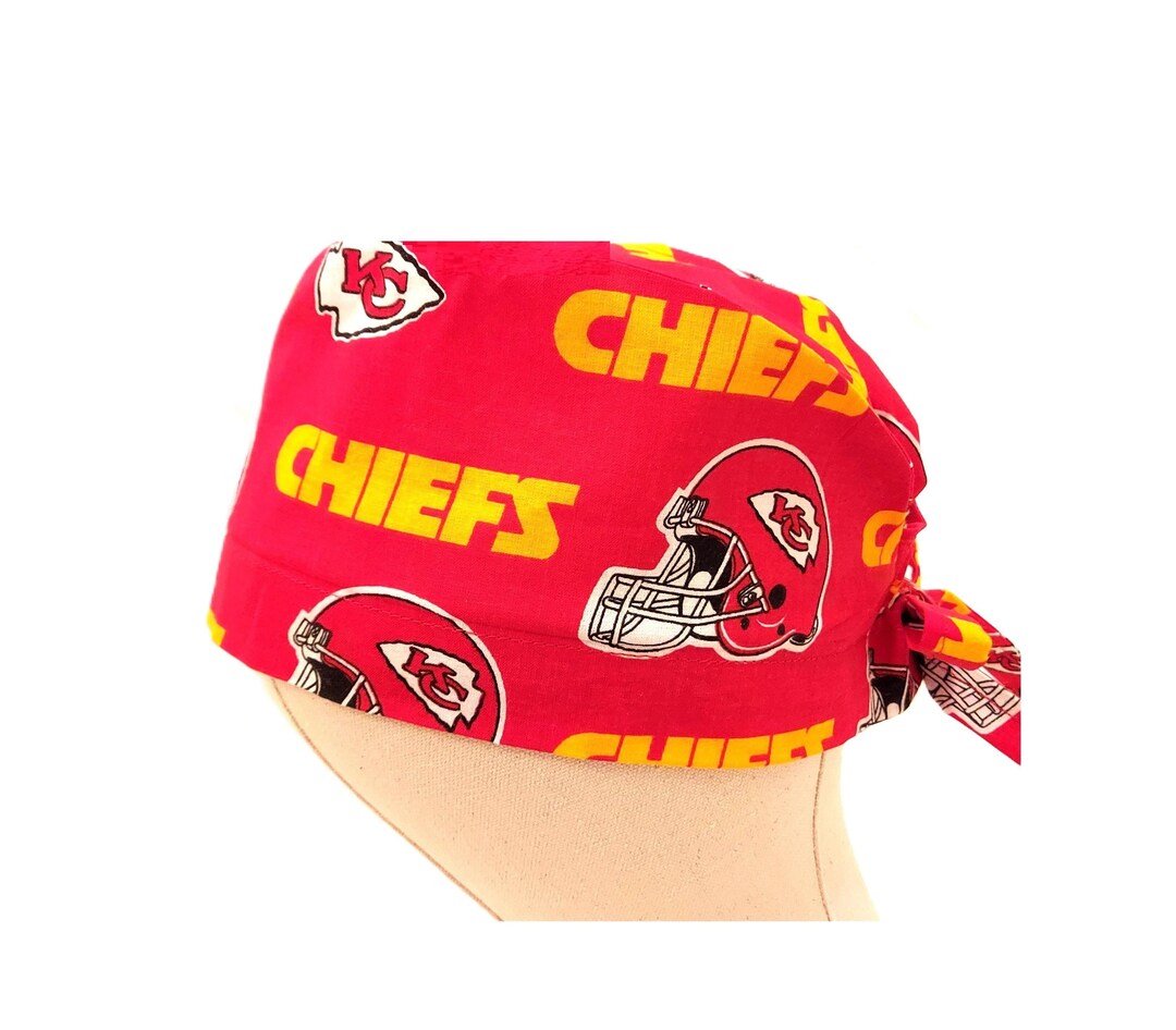 KC Chiefs Scrub Cap - Wear With Rim Folded up or Unfolded + Adjustable ...