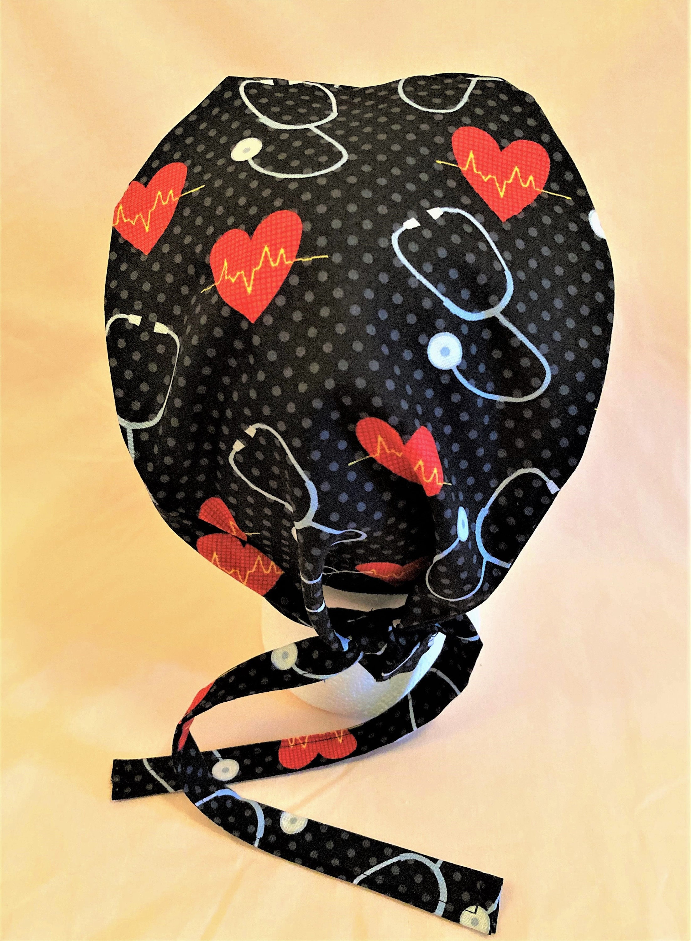 Cardiac Ekg Scrub Cap With Stethoscopes Custom Orders All Etsy