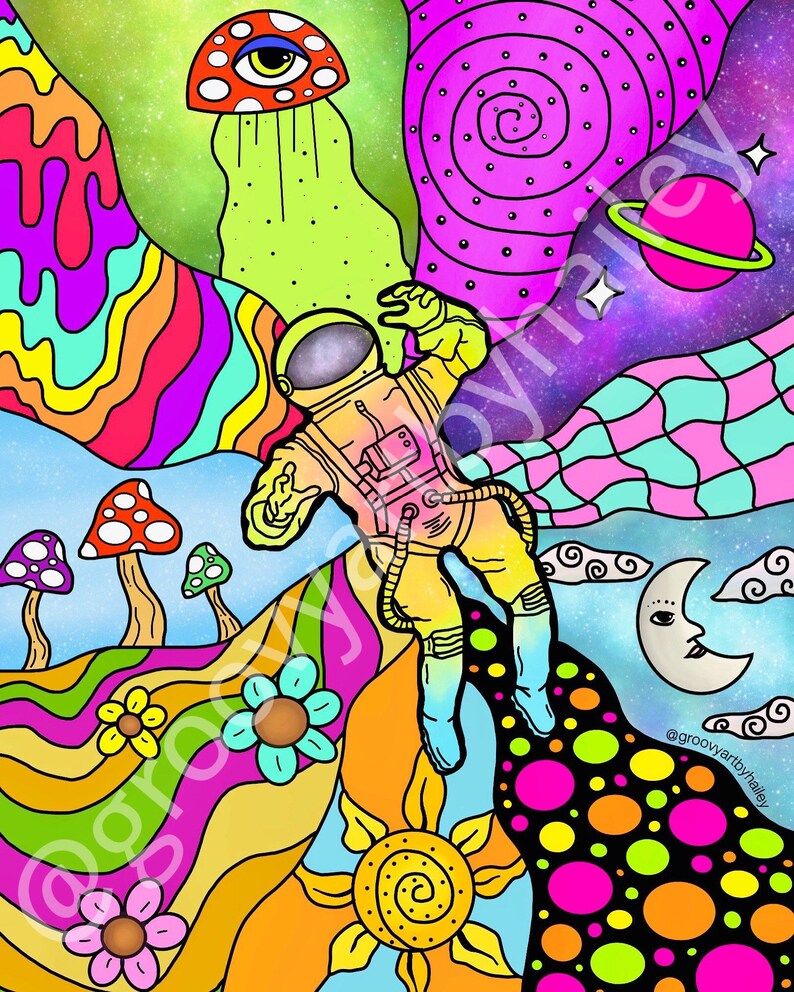Trippy Astronaut Mini Prints - Etsy