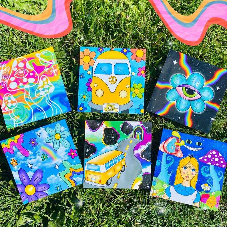Trippy Square Prints - Etsy