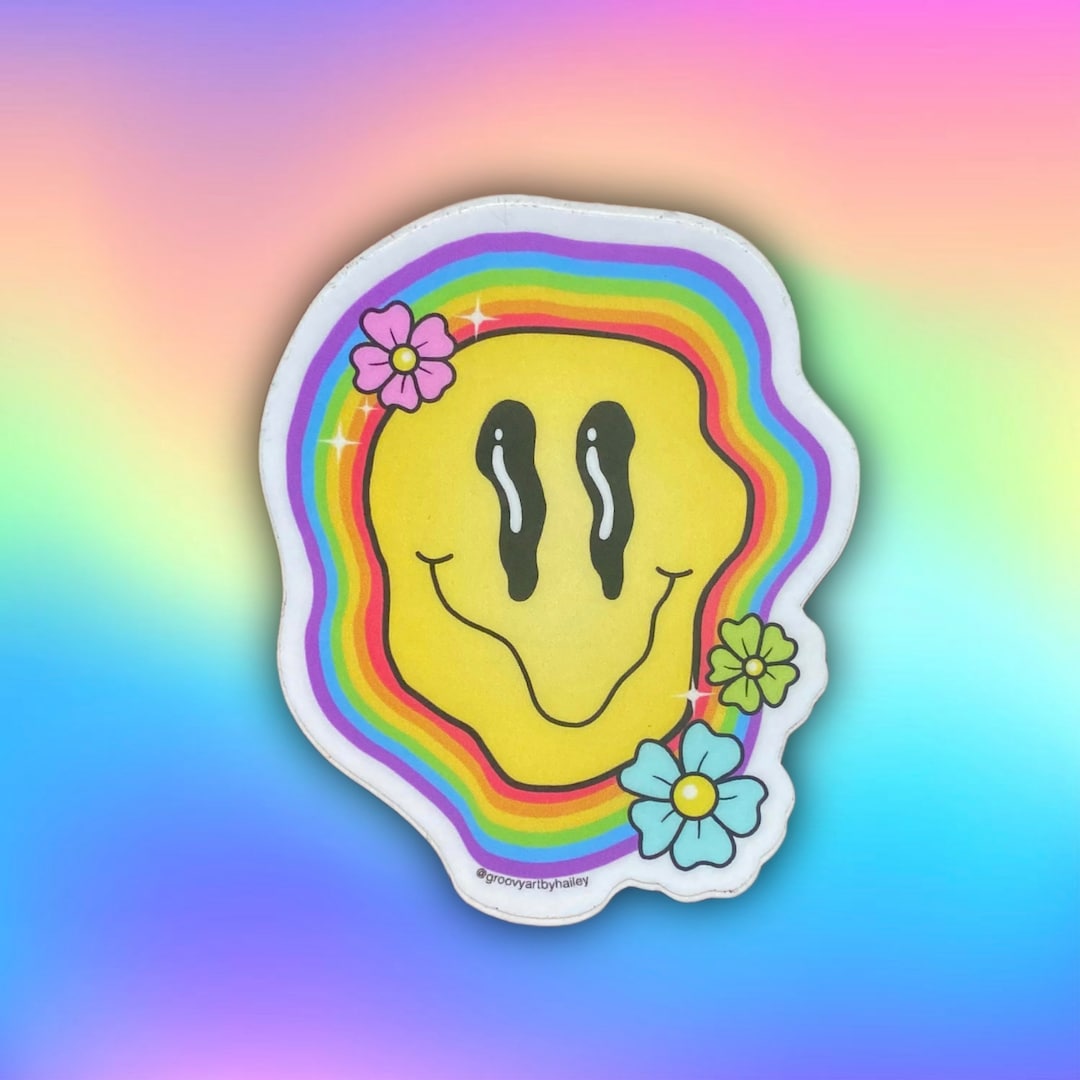 Trippy Smiley Face Sticker - Etsy