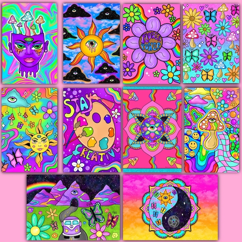 Trippy Square Prints - Etsy