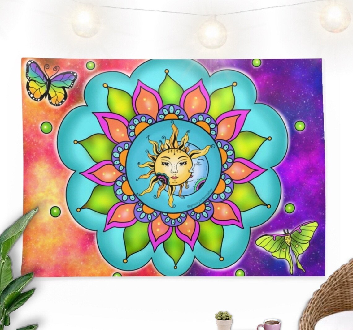 Sun and Moon Mandala Tapestries - Etsy
