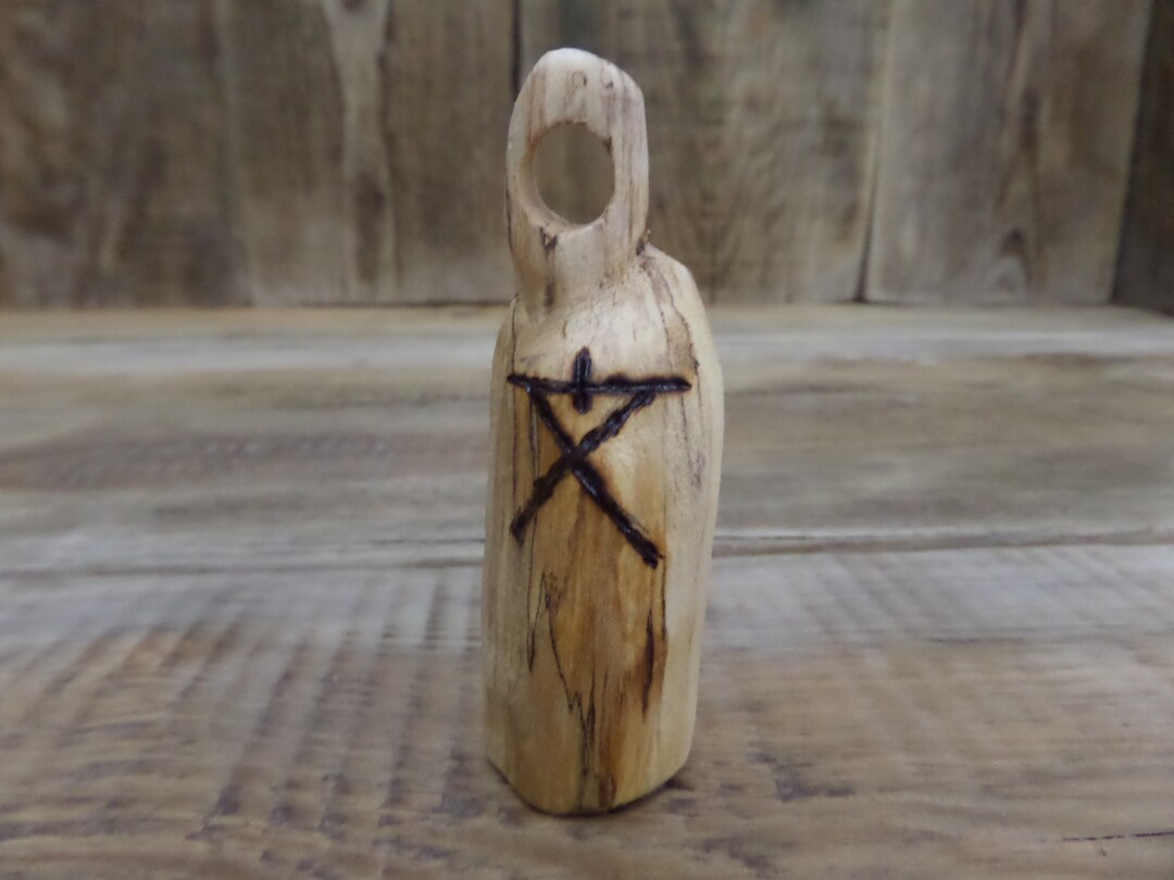 Handcrafted Wooden Amulet With Pagan Symbol, Unique Forest Charm ...