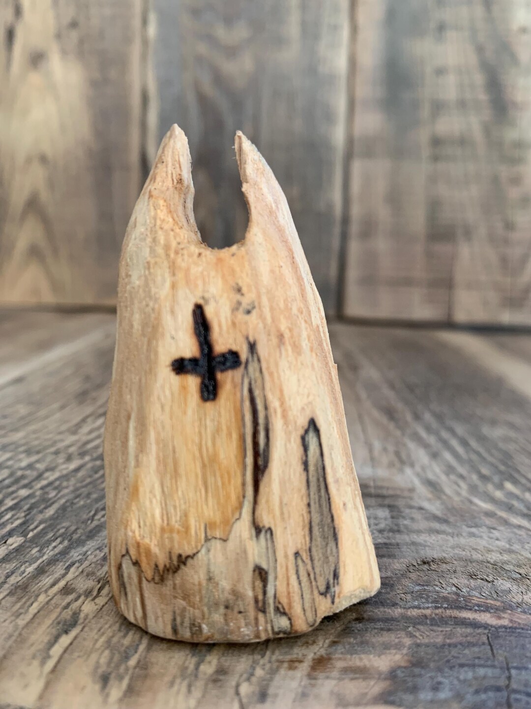 Burned Cross Pagan Idol – Hand Carved Wood Totem Figure – Primitive ...