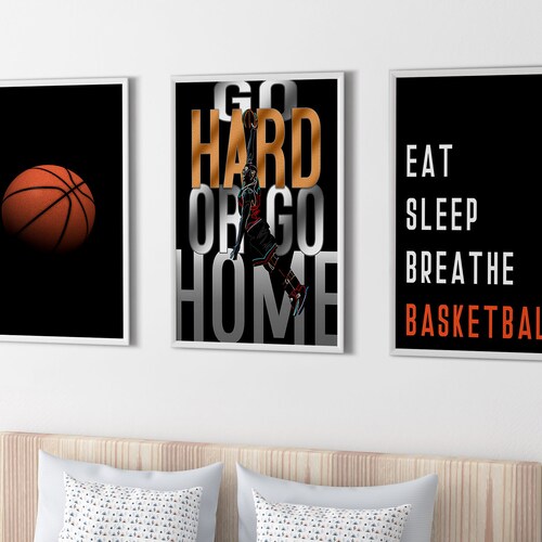 Basketball Set of 3 Prints Bedroom Wall Art Sports Room | Etsy