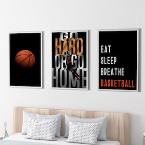 Basketball Set of 3 Prints - Bedroom Wall Art - Sports Room Posters ...