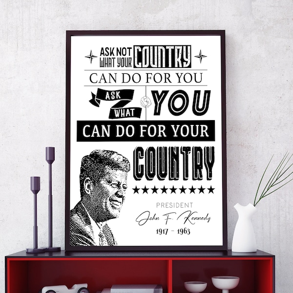 Jfk Quote Poster Art - Etsy