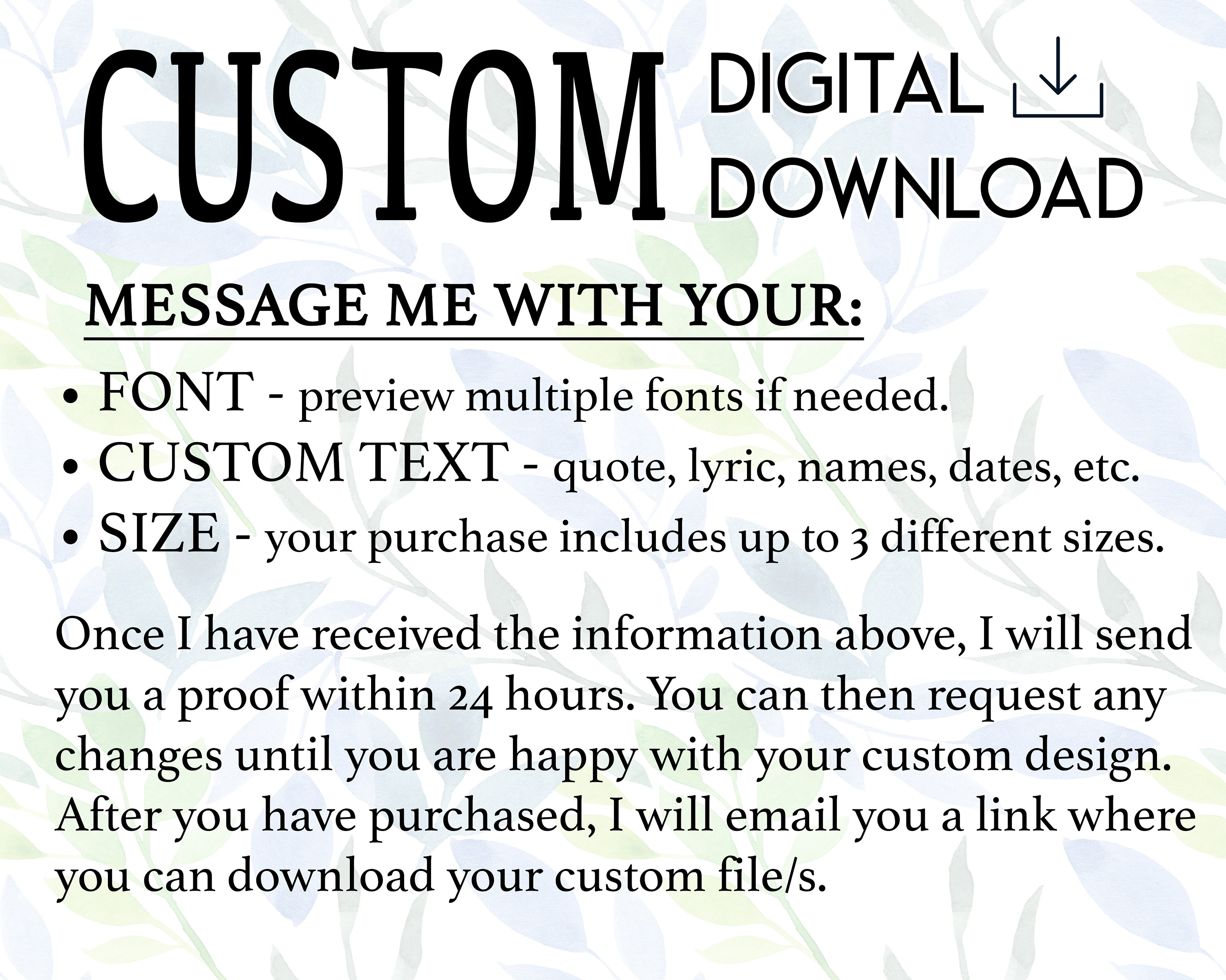 Watercolor Custom Print PRINTABLE Sign Personalized DIGITAL | Etsy