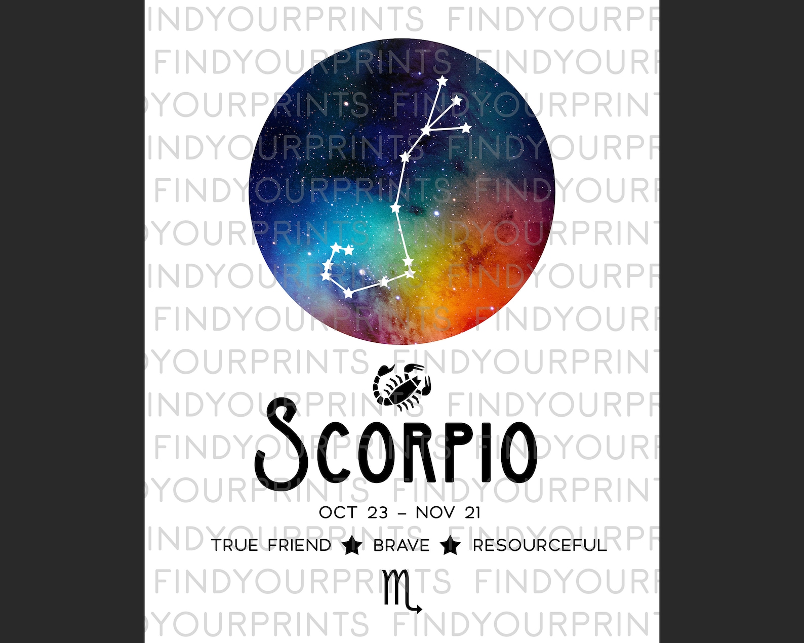 Zodiac Sign Scorpio PRINTABLE Poster - DIGITAL DOWNLOAD Star Sign Print ...