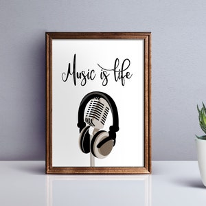 Music is Life Poster PRINTABLE Wall Art - DIGITAL Download Music Prints ...