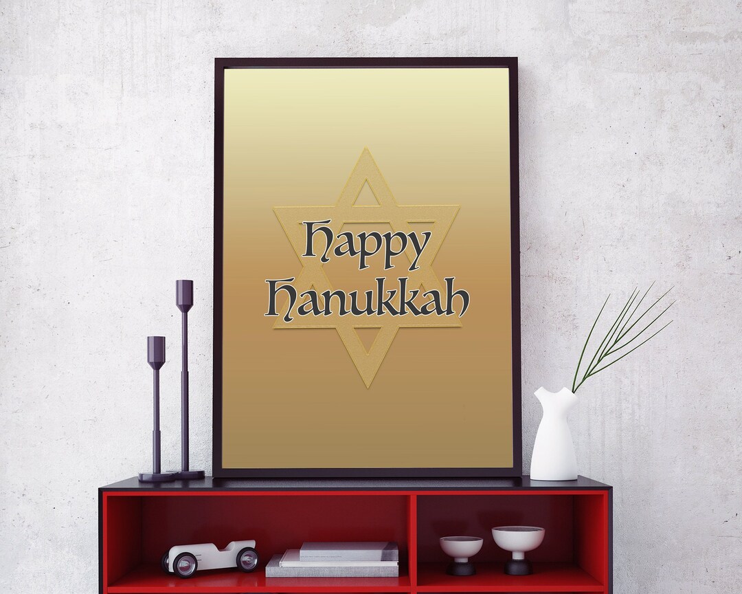 Hanukkah Decor PRINTABLE Poster Happy Hanukkah Print Star - Etsy