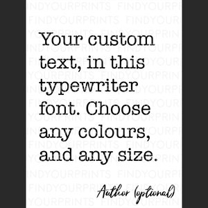 Typewriter Font Custom PRINTABLE Wall Art - Personalised DIGITAL ...