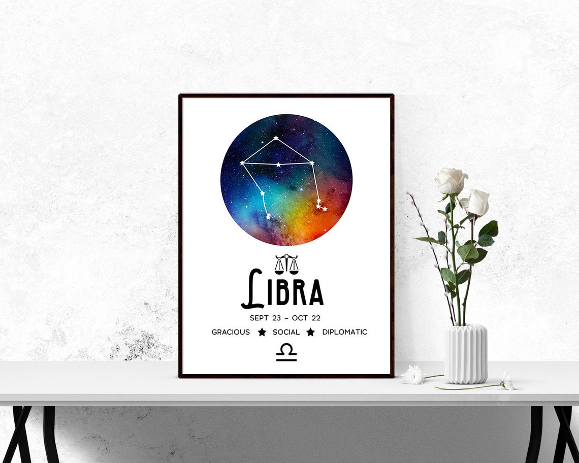 Libra Star Sign PRINTABLE Poster Zodiac DIGITAL DOWNLOAD - Etsy