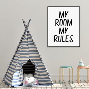 My Room My Rules PRINTABLE Wall Art - Children's Bedroom Decor DIGITAL ...